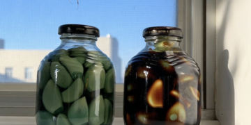 How to Make LaBa Garlic Pickled Green Garlic in White and Brown Vinegar ...